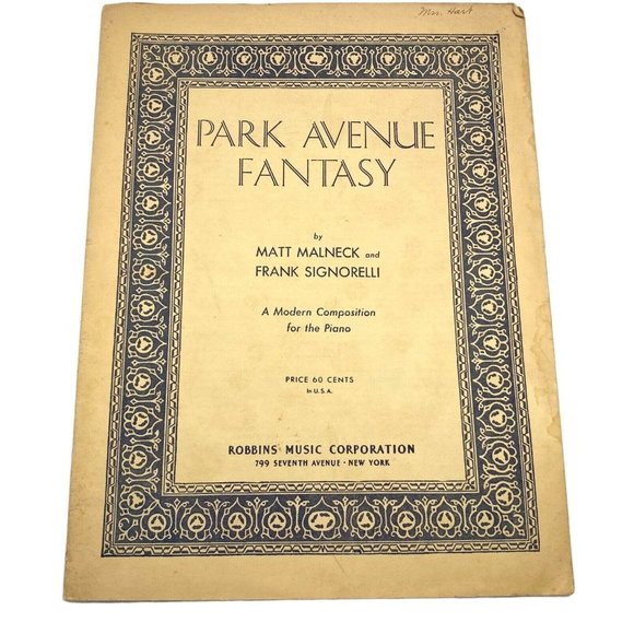 Office | Park Avenue Fantasy Piano Sheet Music Matt Malneck Frank ...